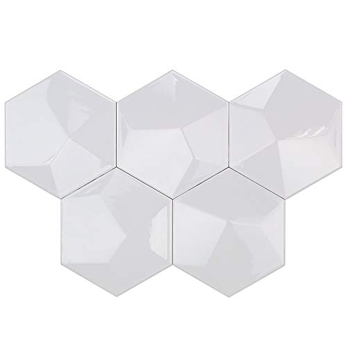Bethlehem 3D Hexagon White 5.9" x 6.96" Polished Ceramic Wall Tile (1 Box Covers 5.4 sq. ft.)