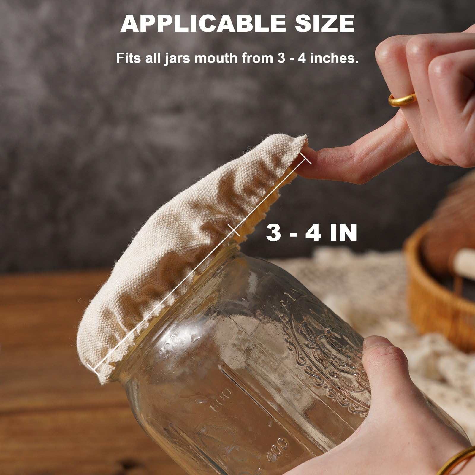 Cloth Covers for Sourdough Starter Jars Or Kombucha Kefir Fermentation Cheese Fabric Lids, Fit Jars Mouth from 3-4 inch, 5 Pack