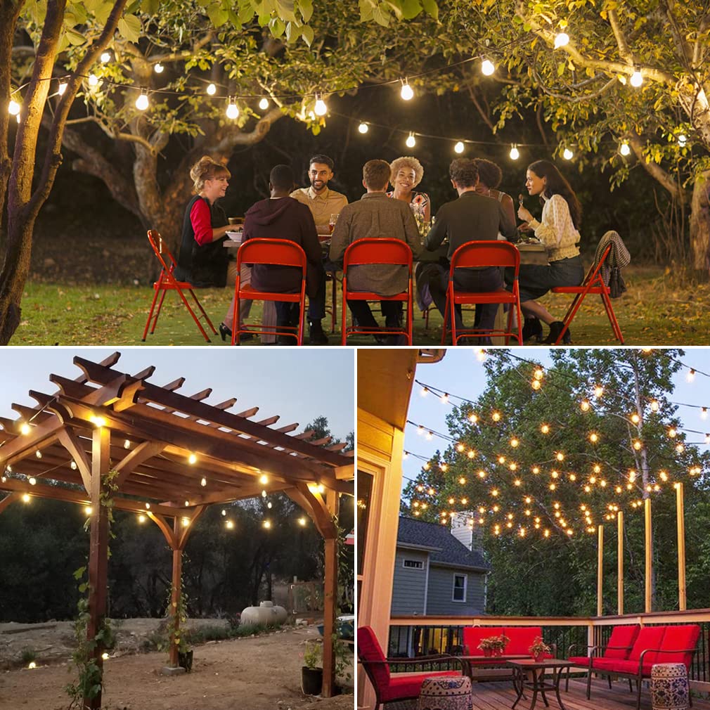 Opard 51Ft Outdoor String Lights Commercial Grade Strand Waterproof LED String Lights with 15+1 Shatterproof Bulbs for Patio Wedding Garden Backyard Porch