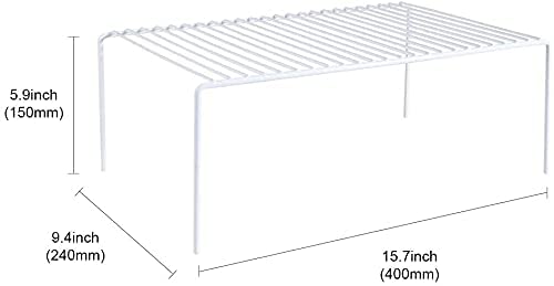GEDLIRE Kitchen Cabinet Shelf Organizer Set of 5, Large (15.7 x 9.4 inch) Metal Wire Pantry Storage Shelves, Dish Plate Racks for Cabinets, Freezer, Counter, Cupboard Organizers and Storage, White