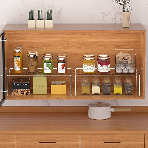 GEDLIRE Kitchen Cabinet Shelf Organizer Set of 2, Large (15.7 x 9.4 inch) Metal Wire Pantry Storage Shelves, Dish Plate Racks for Cabinets, Freezer, Counter, Cupboard Organizers and Storage, Chrome