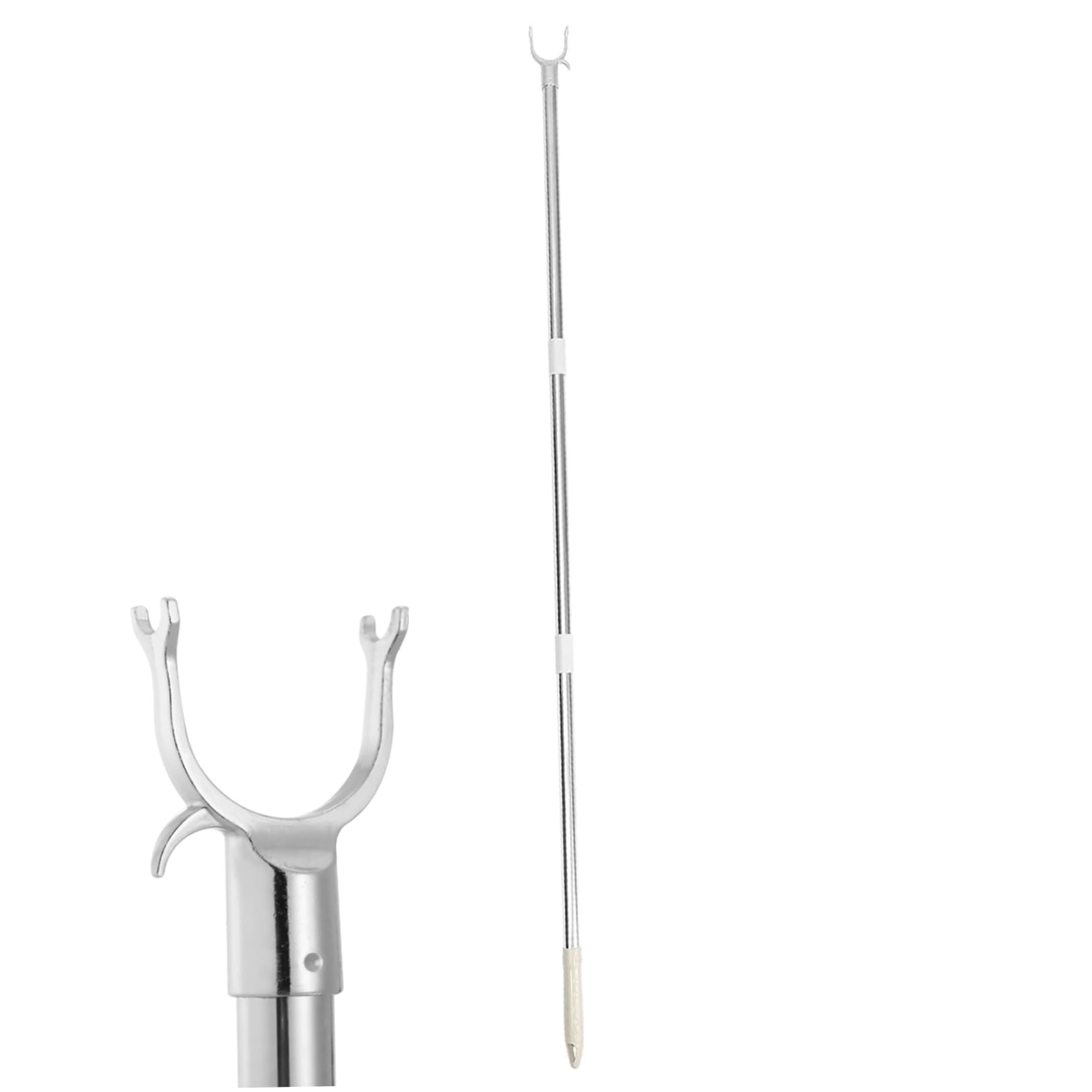 Clothesline Pole 51 Inch Telescoping Pole with Hook Stainless Steel Long Reach Closet Pole with Hook & Non-slip Handle for Ceiling, Shelf Clothes Line Pole Clothing Hanger Telescopic Rod