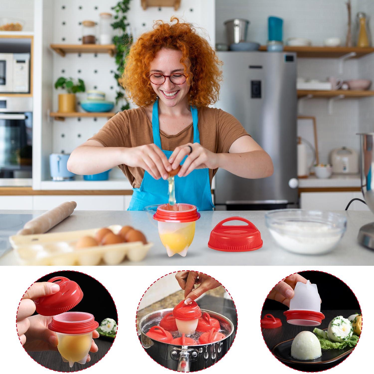 Egg Crafter Cooking Pods,for Perfectly Shaped Eggs Non-Stick No Shell Egg Cook Cups, Egg Molds, Kitchen Gadgets(6PCS)