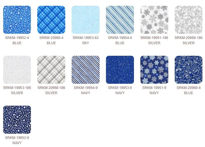 Jelly Roll - Holiday Charms Blue Colorstory Christmas Winter Silver Metallic 2.5" Strips Roll-Ups Bundle Quilter's Cotton Fabric Precuts (RU-1084-40)