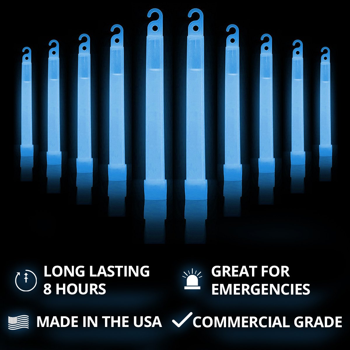 Cyalume Glow Sticks Military Grade Lightstick - Premium Blue 6β SnapLight Emergency Chemical Light Stick with 8 Hour Duration (Bulk Pack of 30 Chem Lights)
