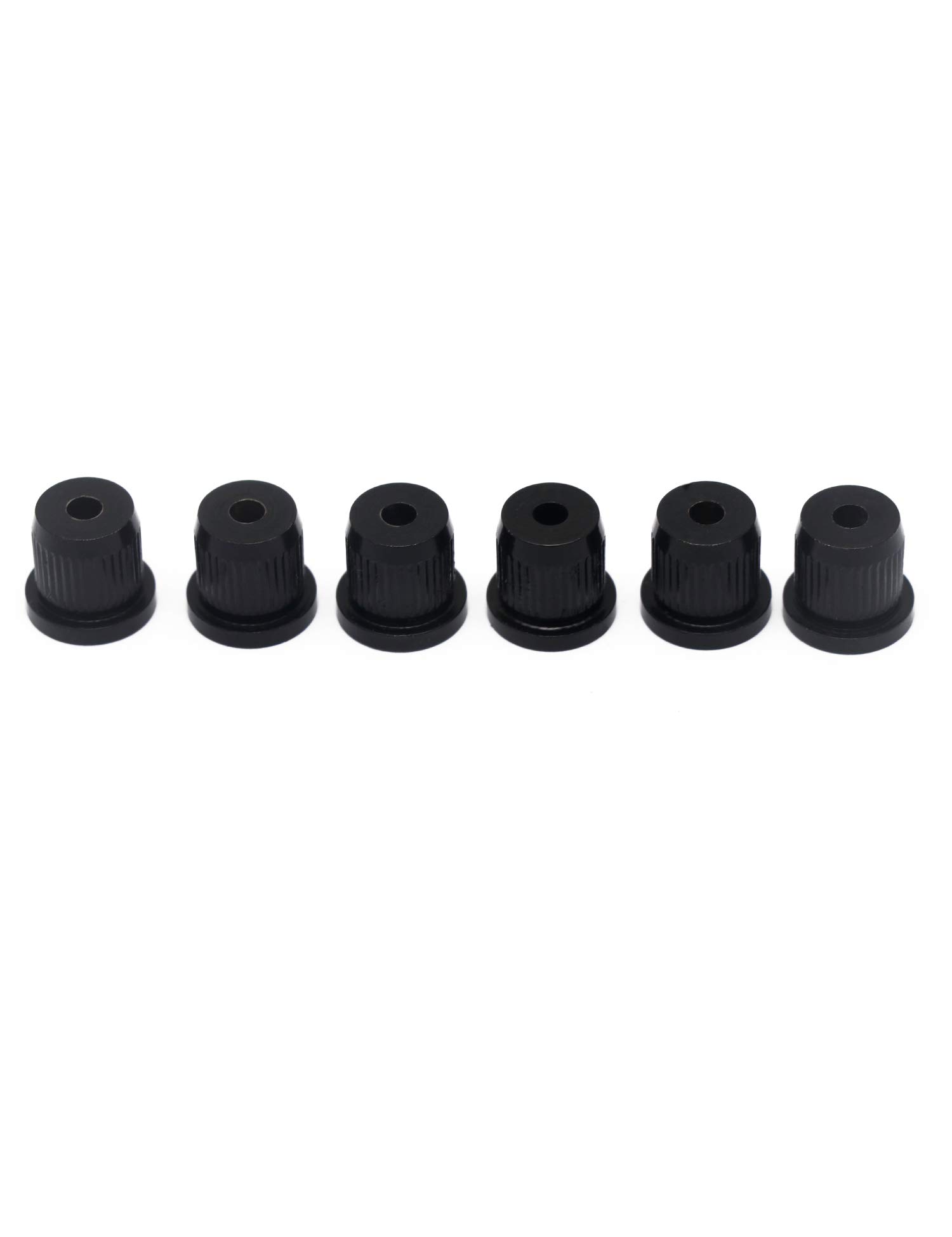 Metallor Guitar String Mounting Ferrules Through Body Mounts String Caps for Tele Telecaster Style Electric Guitar Parts Replacement Set of 6Pcs. (Black)
