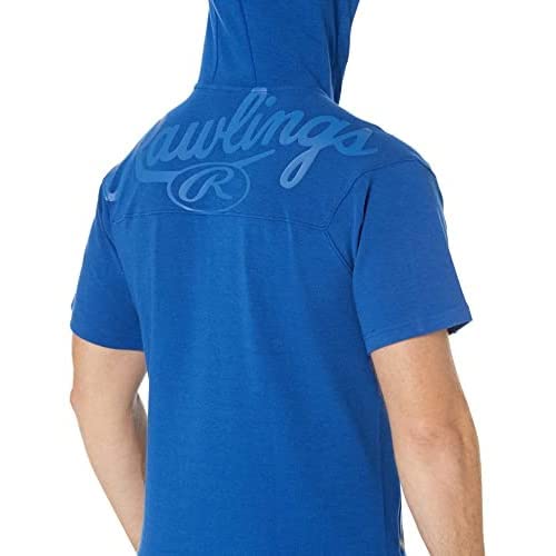Rawlings Gold Collection Adult 1/4 Zip Short Sleeve Batting Practice Hooded Jacket, Blue Grey, 2X-Large
