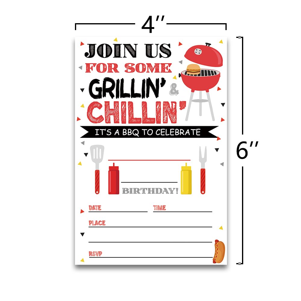 FujLoy BBQ Birthday Party Invitation, Barbecue Party Invitation, BBQ Invitation, BBQ Birthday Invitation.(059)