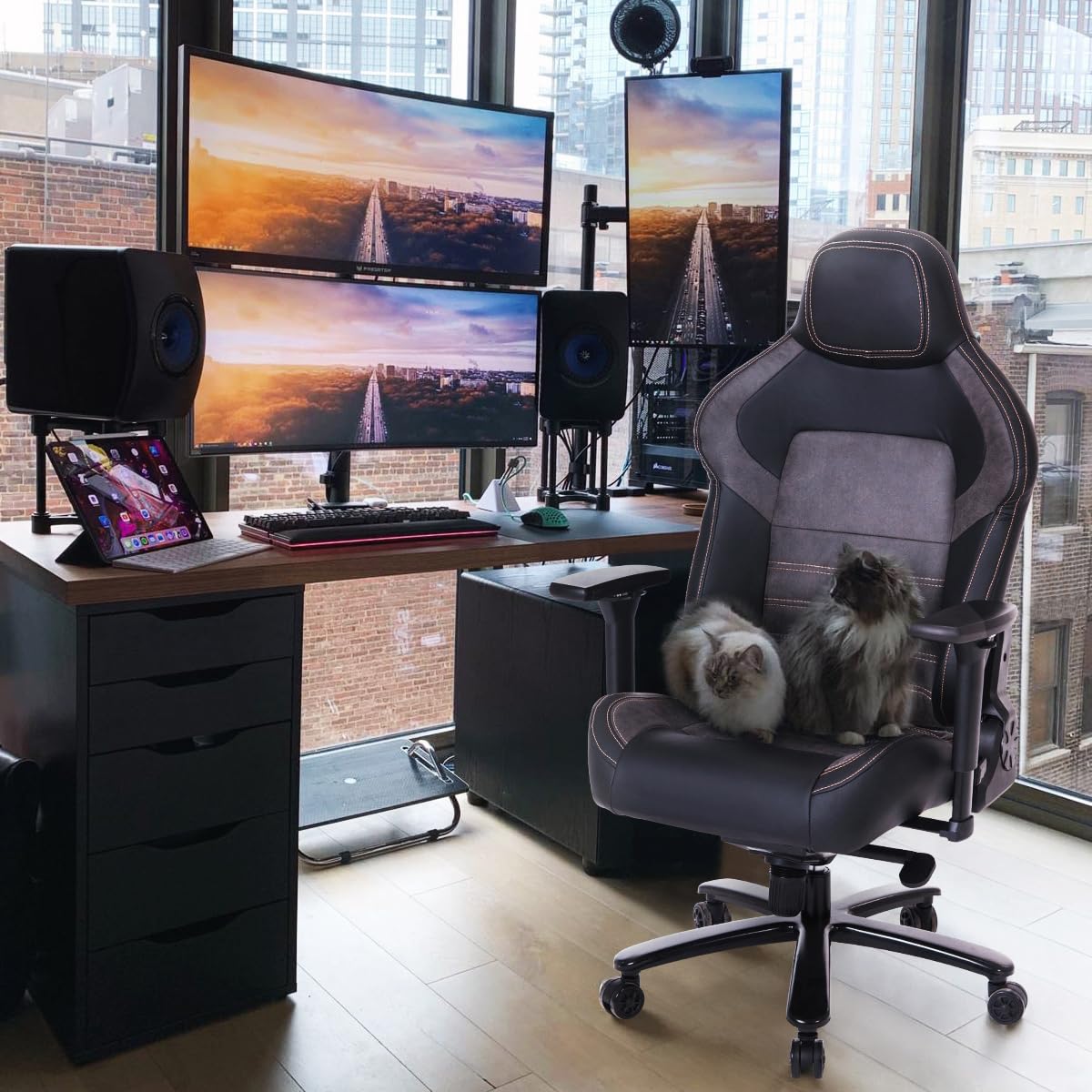 Big and Tall Gaming Chair 440LBS Gaming Chair with Metal Base Memory Foam Lumbar 4D Adjustable Armrest Gaming Chair for Heavy People Ergonomic High-Back Computer Chair