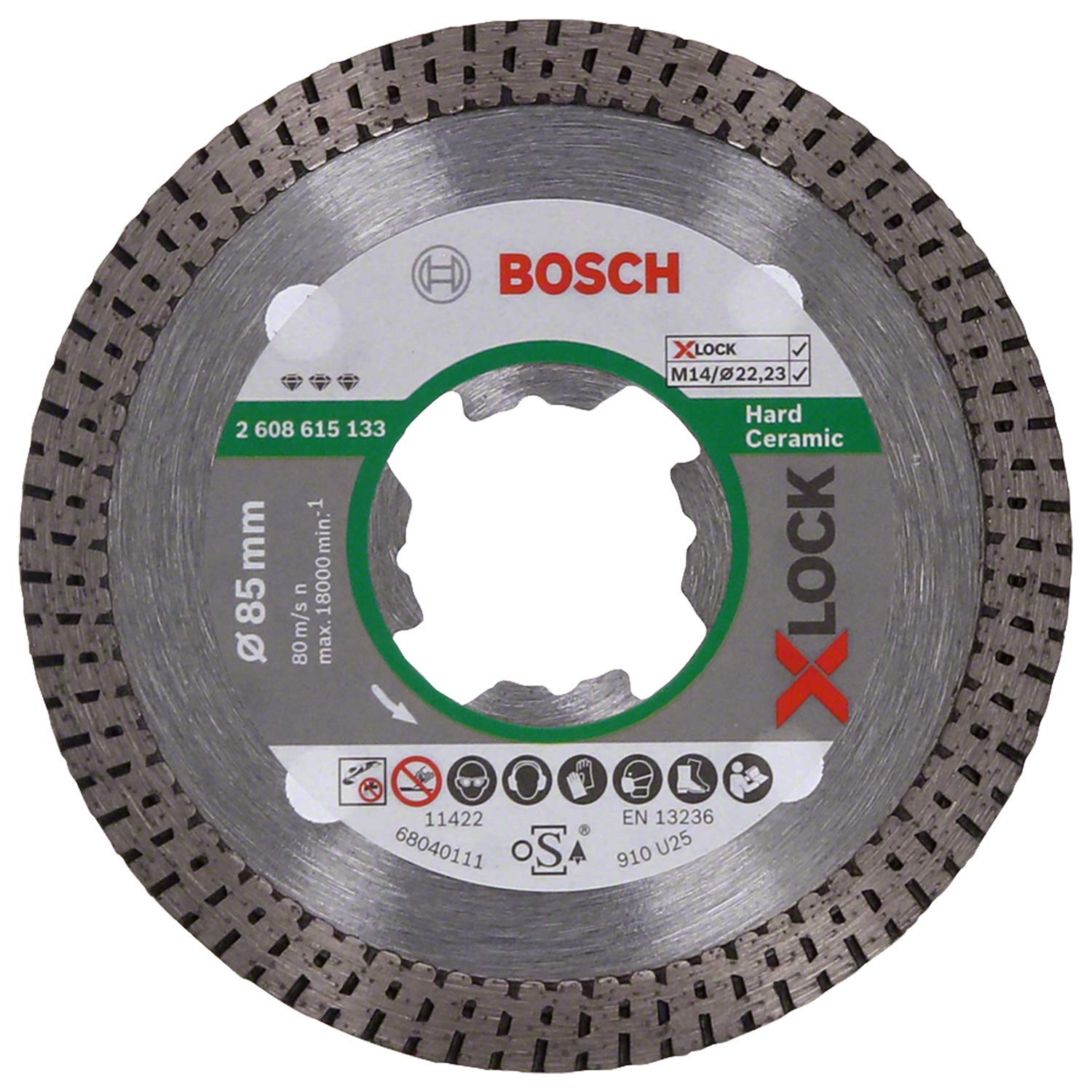 Bosch Professional 2608615134 Diamond Cutting Disc Best for Hard Ceramic X-Lock Diameter 115 mm Bore Diameter 22.23 mm