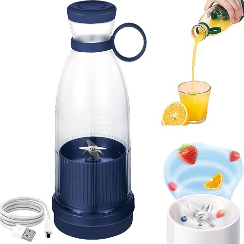 Cutify Portable Smoothie Blender, Cutify Personal Blender, Cutify Fresh Juice, Waterproof Personal Blender, 380ml Lightweight USB Cordless Portable Stainless Steel Kitchen Tools (Blue)