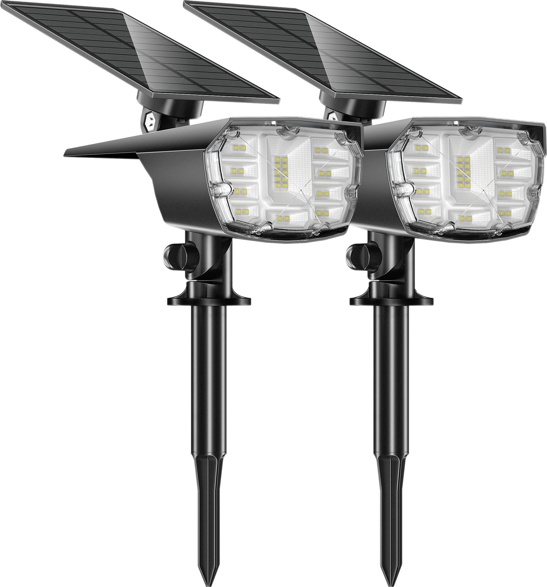 NFESOLAR Solar Landscape Spotlight, Adjustable 28 LEDs 2-in-1 Solar Lights Outdoor IP67 Waterproof, Solar Powered Landscaping Lights for Yard Garden Pathway Patio (White 2 Pack)