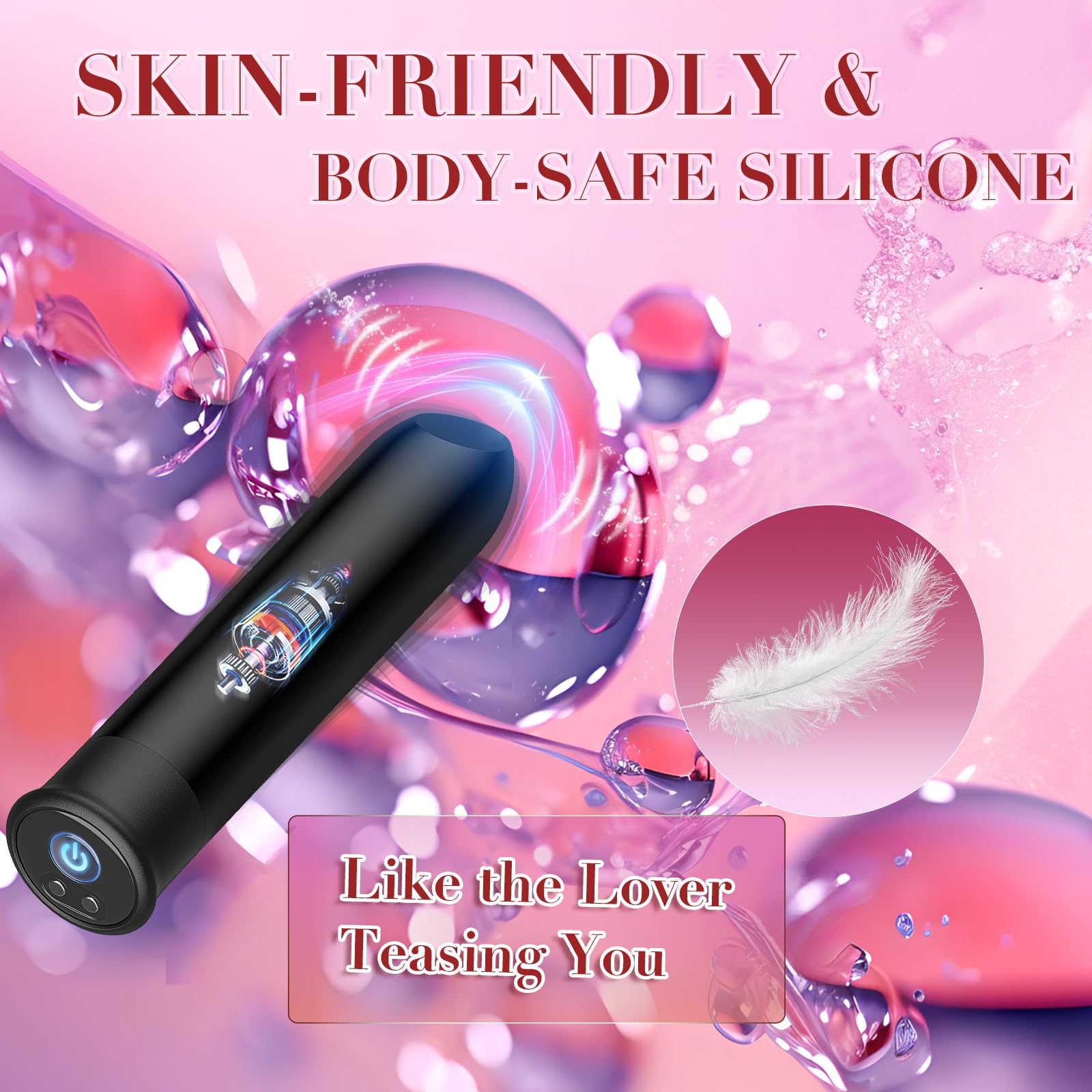 Bullet Vibrator with Angled Tip for Precision Clitoral Stimulation, Discreet Rechargeable Lipstick Vibe with 10 Vibration Modes Waterproof Nipple G-spot Stimulator Sex Toys for Women (Black)