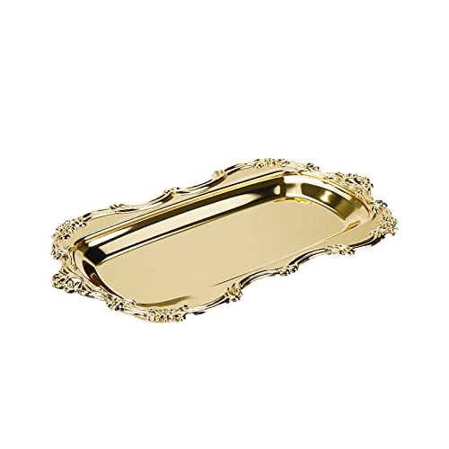 KUMGROT Fancy Serving Tray Tea Coffee Serving Tray Vintage Jewelry Organizer Elegant Dessert Platter Candy Table Supplies for Birthday Party Wedding Gold
