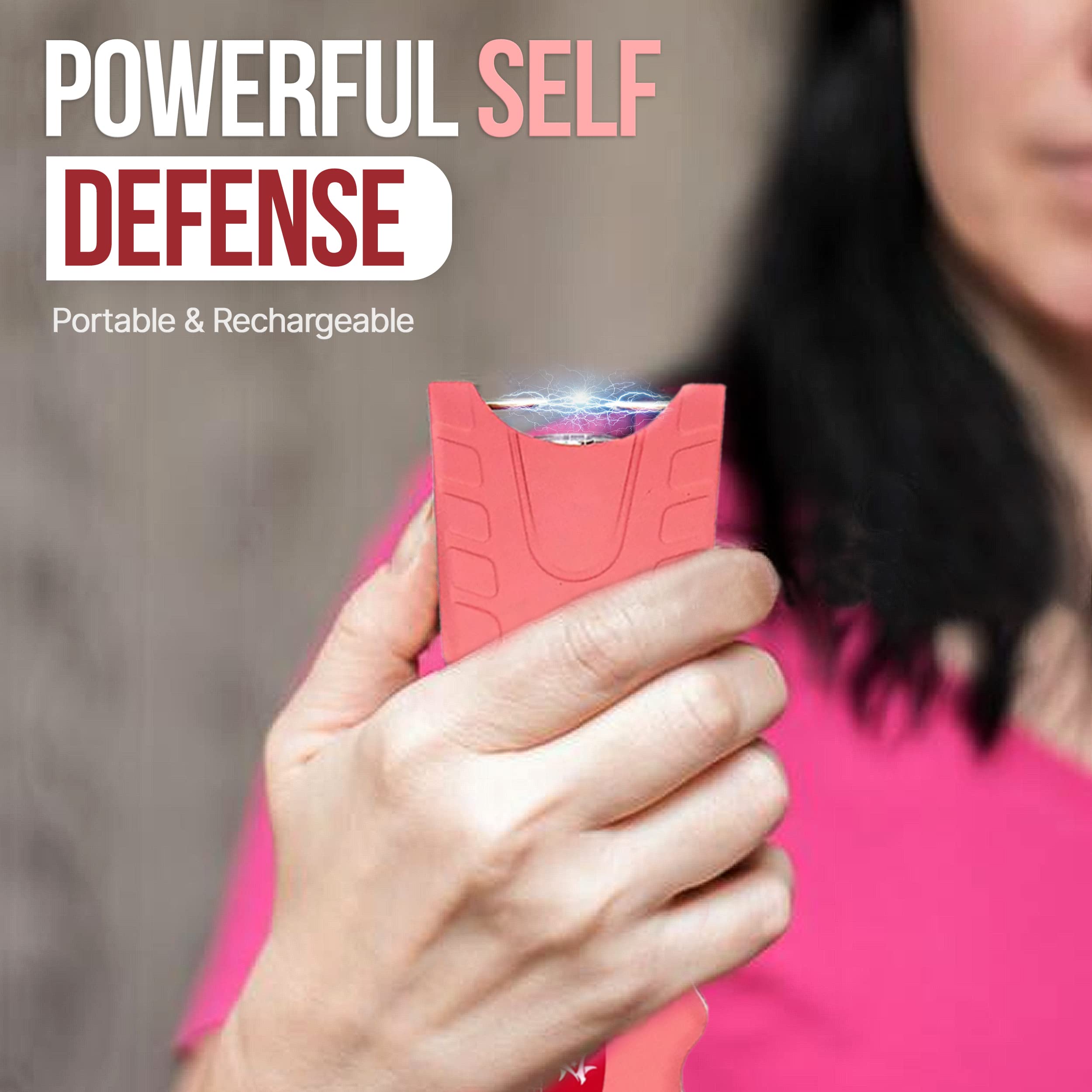 Avenger Defense Stun Gun for Self Defense with LED Flashlight Protection Device (ADS-80P)- (Baby Pink)
