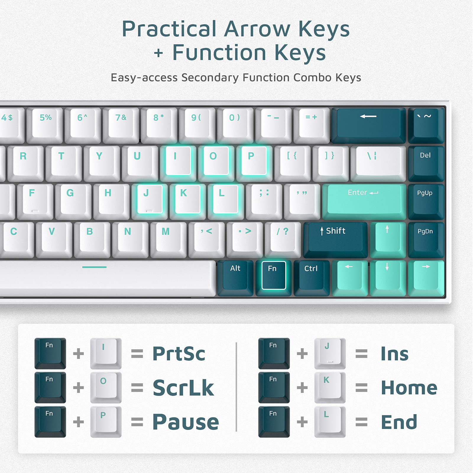 FL ESPORTS F12 65% Three-Mode Wireless Mechanical Keyboard, 68 Keys RGB BT 5.0/2.4Ghz Gaming Keyboard w/Light Tactile Kailh Box White Switch, PBT Keycaps, Durable Durable Battery