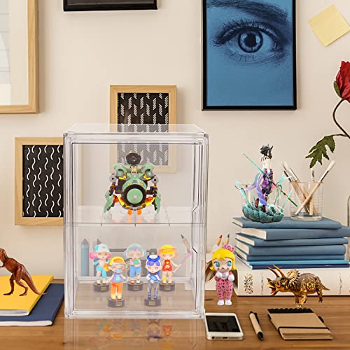 Cutora Clear Handbag Display Case for Closet, Large 2 Layers Plastic Acrylic Purse Storage Organizers, Anti Dust Luxury Stackable Bag Container Box with Magnetic Door for Clutch Cosmetics Makeup