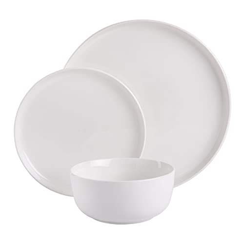 Gibson Home Oslo 12-Piece Porcelain Dinnerware Set, White,Service for 4
