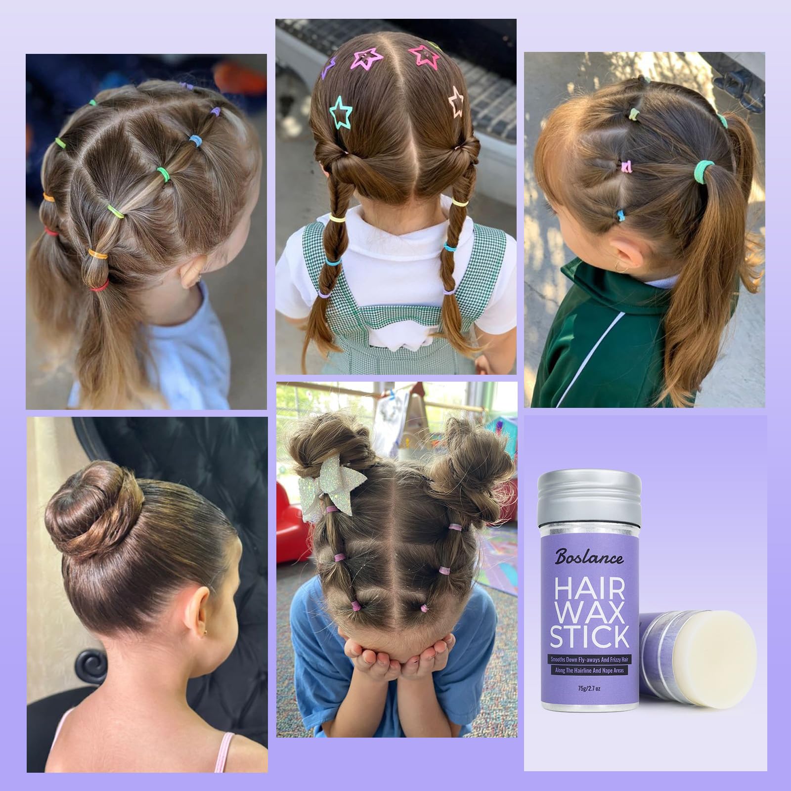 Boslance Hair Wax Stick - Smoothing Pomade for Flyaways, Women, Kids, and Slick Hairstyles