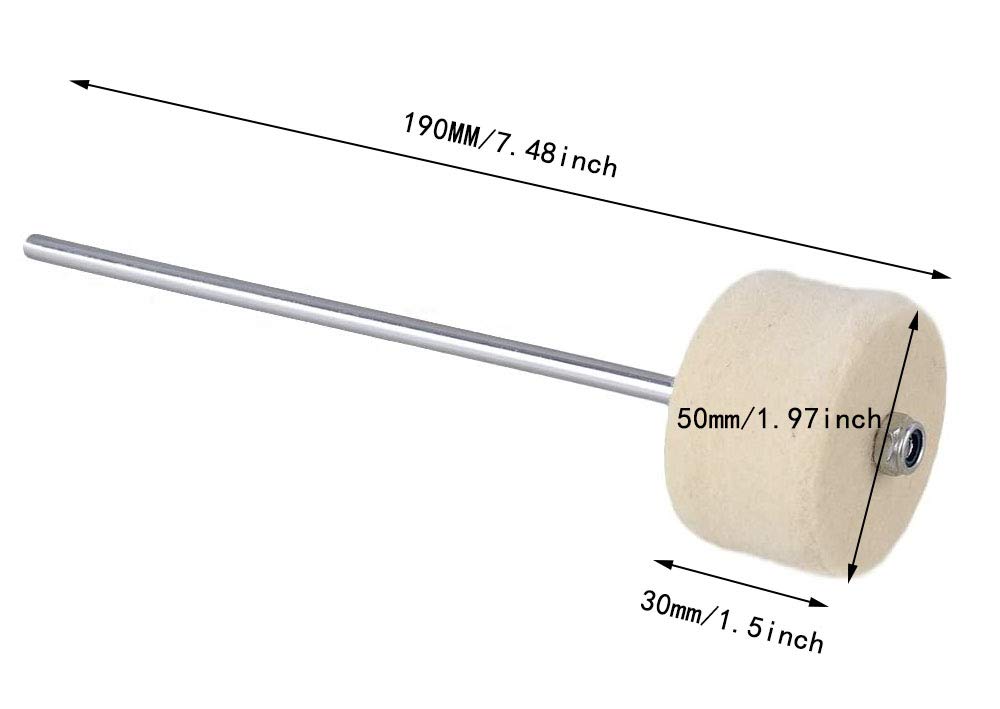 Jiayouy White Felt Bass Drum Beater Kick Drum Foot Pedal Beater Percussion Instrument Accessory Part Stainless Steel Shaft