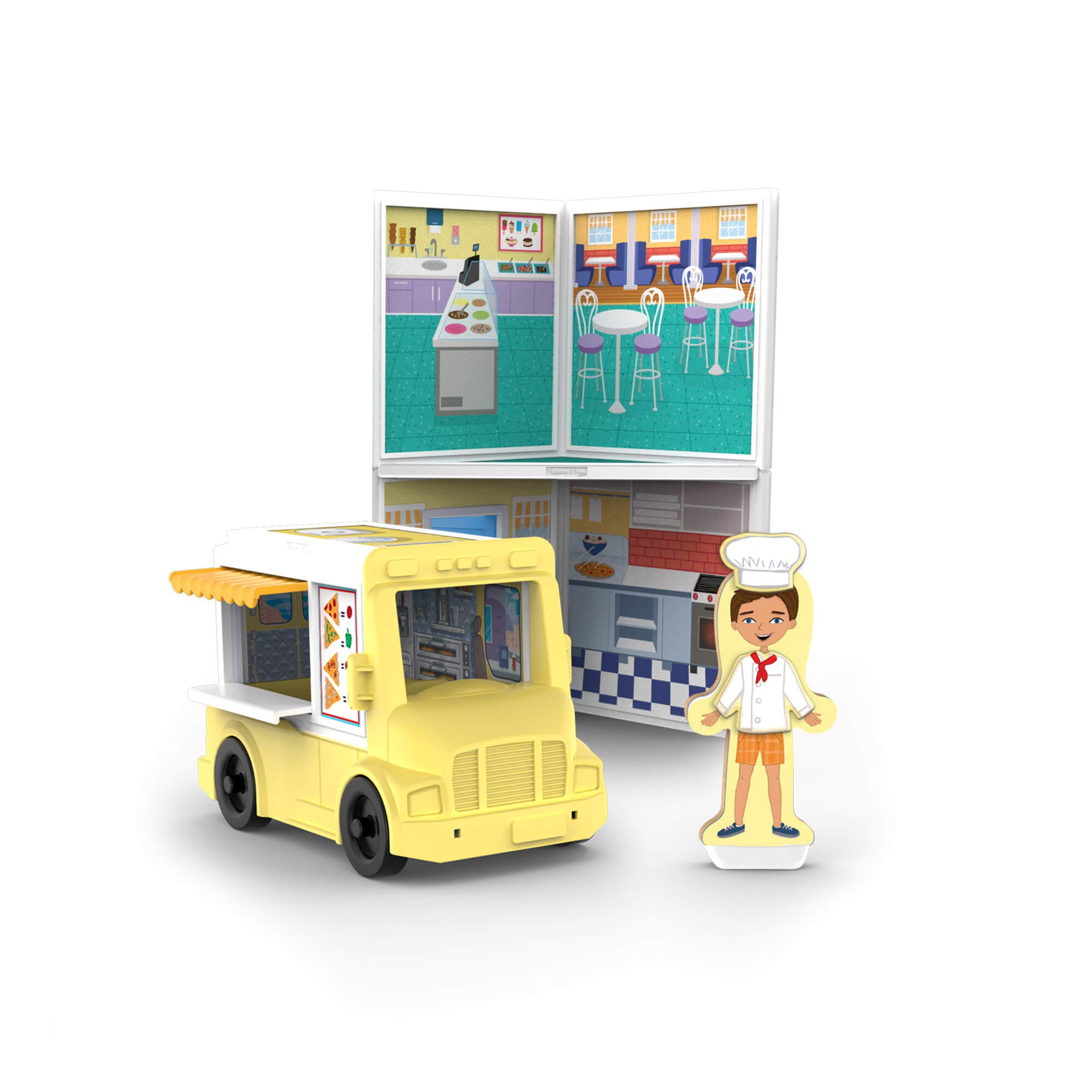 Melissa & Doug Magnetivity Magnetic Tiles Building Play Set – Pizza & Ice Cream Shop