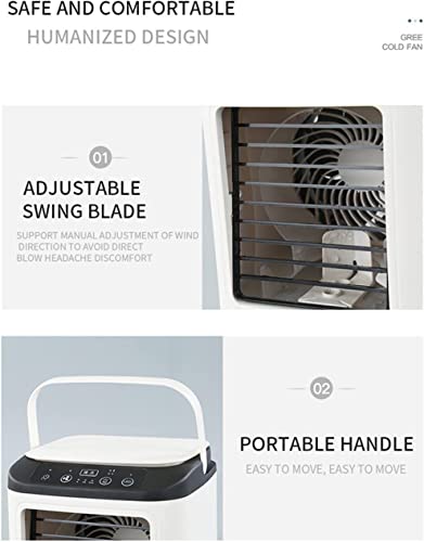 Portable Air Conditioner, 3 Wind Speeds Evaporative Air Cooler Quiet Fast Cooling Air Personal Conditioner with Humidifier for Home Office Bedroom Travel Camping