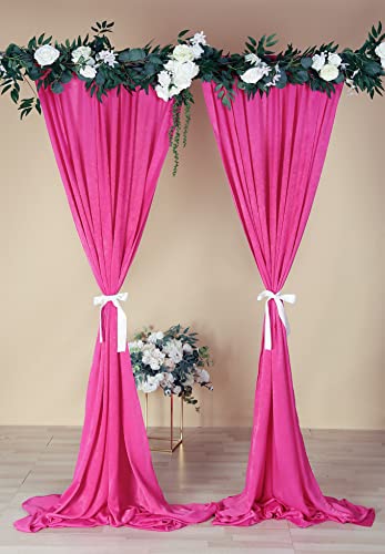 Cytdkve 2 Panels 4.8 Feet x 10 Feet Fushia Velvet-Like Wedding Backdrop Curtain Drapes, Silky Soft Window Curtains Panels for Wedding Ceremony Birthday Party Decorations