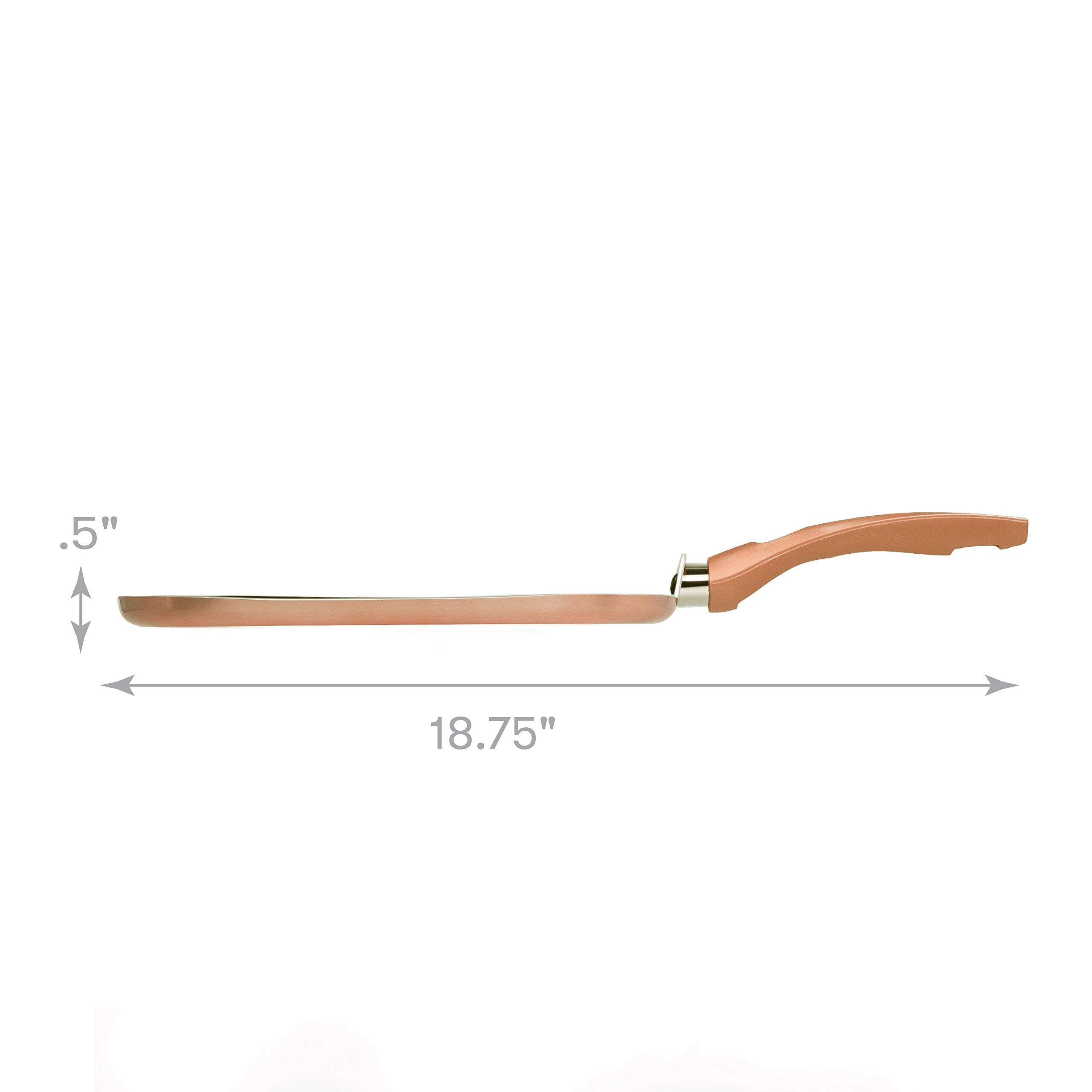Cooking Light Dishwasher Safe, Silicone Handle, Specialty Cookware for Family, 11 Inch Griddle, Copper