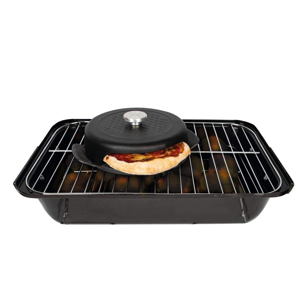 Boska Stainless Steel Pizza Baker - Cast Iron Pizza Pan - For Cooking, Baking, Grilling - Durable, Even-Heating, and Versatile Kitchen Cookware - Dual Handle Pan