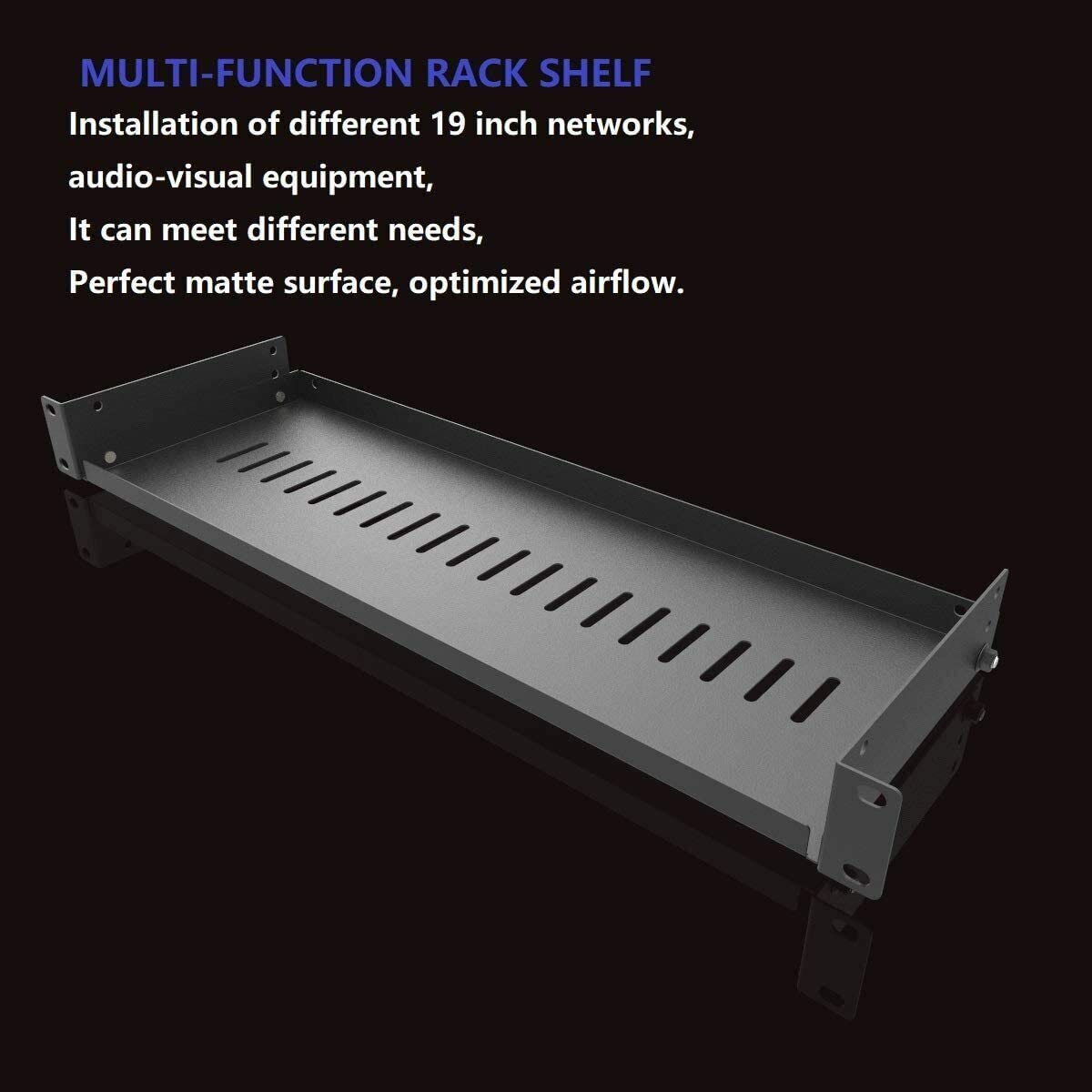 Jingchengmei 1U Disassembled Vented Cantilever Server Rack Mount Shelf 6"(152mm) Depth for 19-Inch Network/AV Equipment Rack and Cabinet(1U6V)