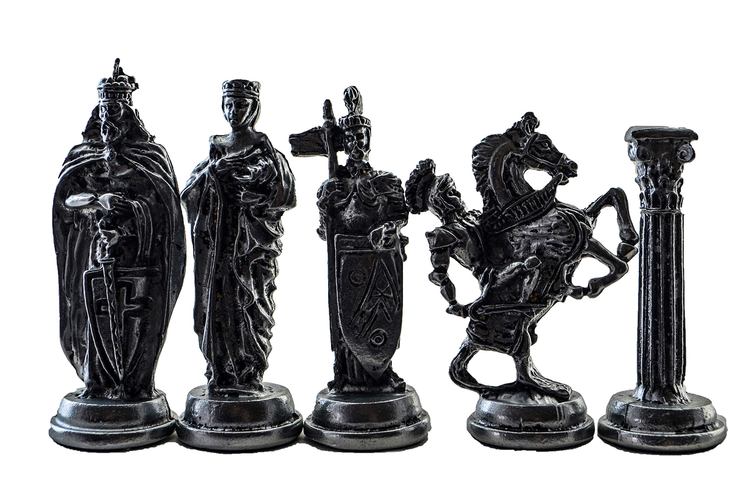 GiftHome Medieval British Army Antique Copper Metal Chess Set for Adults,Handmade Pieces and Natural Solid Wooden Chess Board with Storage Inside King 3.35inc