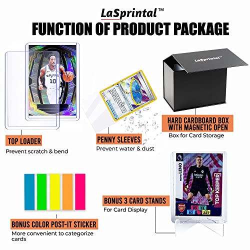 LASPRINTAL 50 Top Loaders for Cards 3" X 4" Regular 35pt & 100 Penny Sleeves, w/Magnetic Card Box β Top Loaders Baseball Card Sleeves Toploader Card Protectors K-Pop Card Sleeves