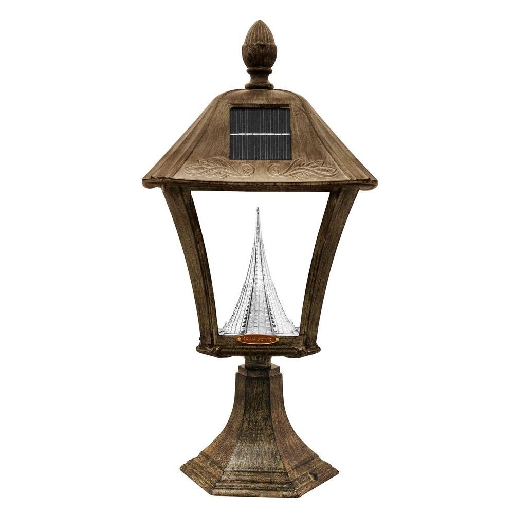 Gama Sonic GS-106FPW-WB Baytown Lamp, Outdoor Solar Light, Pole Pier & Wall Mount Kits, Warm & Bright White LED, Weathered Bronze