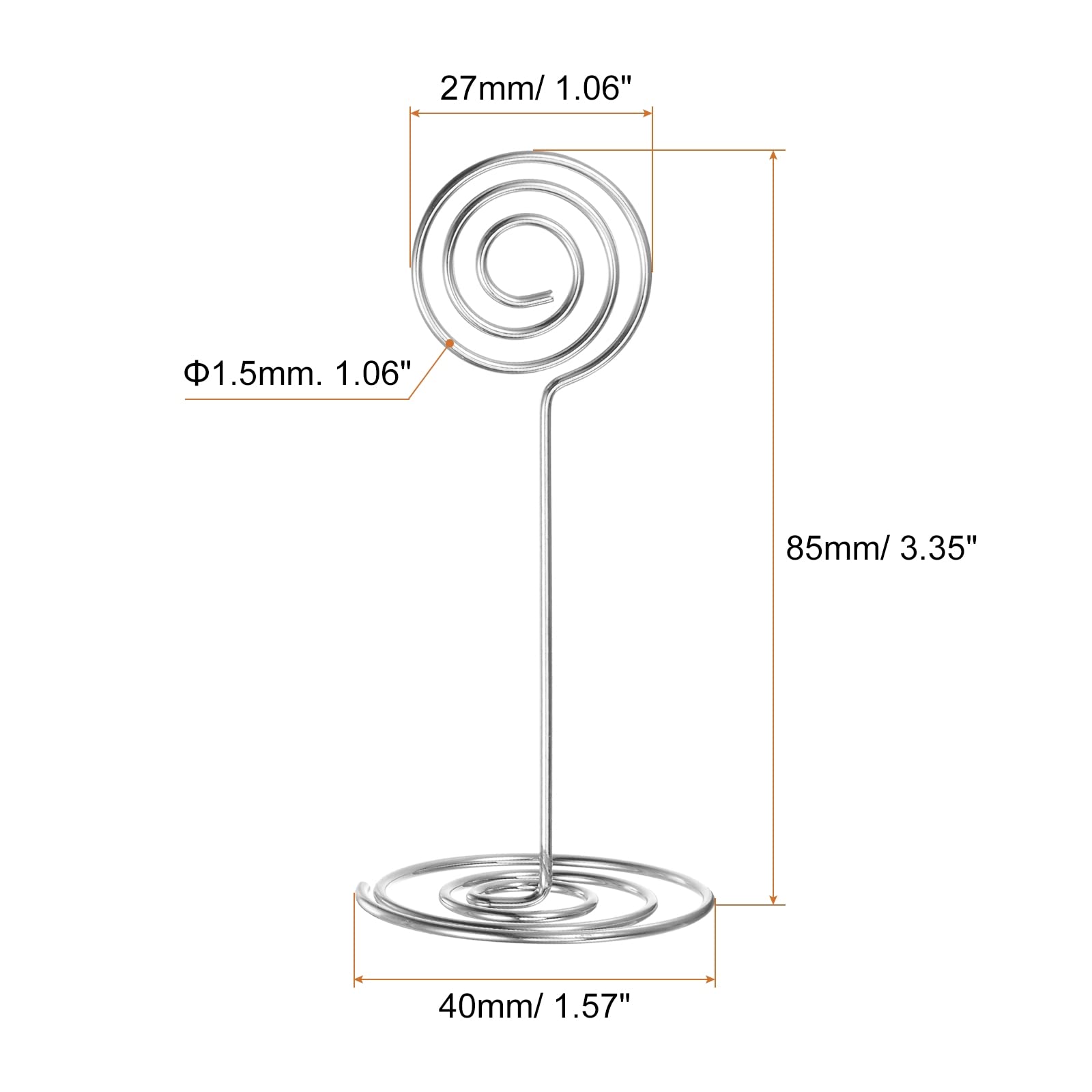 HARFINGTON 12pcs Table Number Holders 3.35 Inch 85mm Tall Circle Shape Steel Photo Holders for Centerpieces Table Place Card Holders for Wedding Reception Party Office Home, Silver Tone