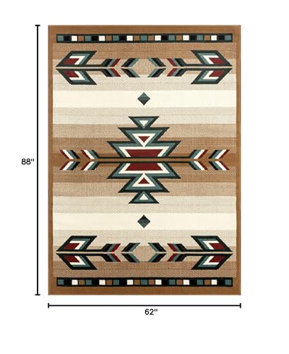 Home Dynamix Premium Sagrada Southwestern Geometric Area Rug Beige/Green, 5'2"x7'4"