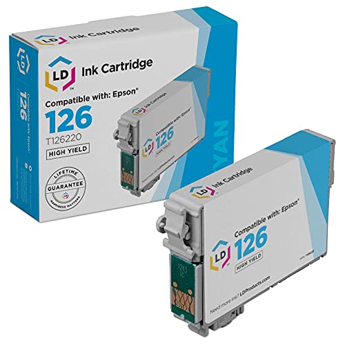 LD Products Remanufactured Replacement for Epson 126 Ink Cartridges T126220 T126 High Yield (Cyan, Single-Pack) Compatible with Workforce 435 520 635 645 WF-3520 WF-3530 WF-3540 WF-7010 WF-7510