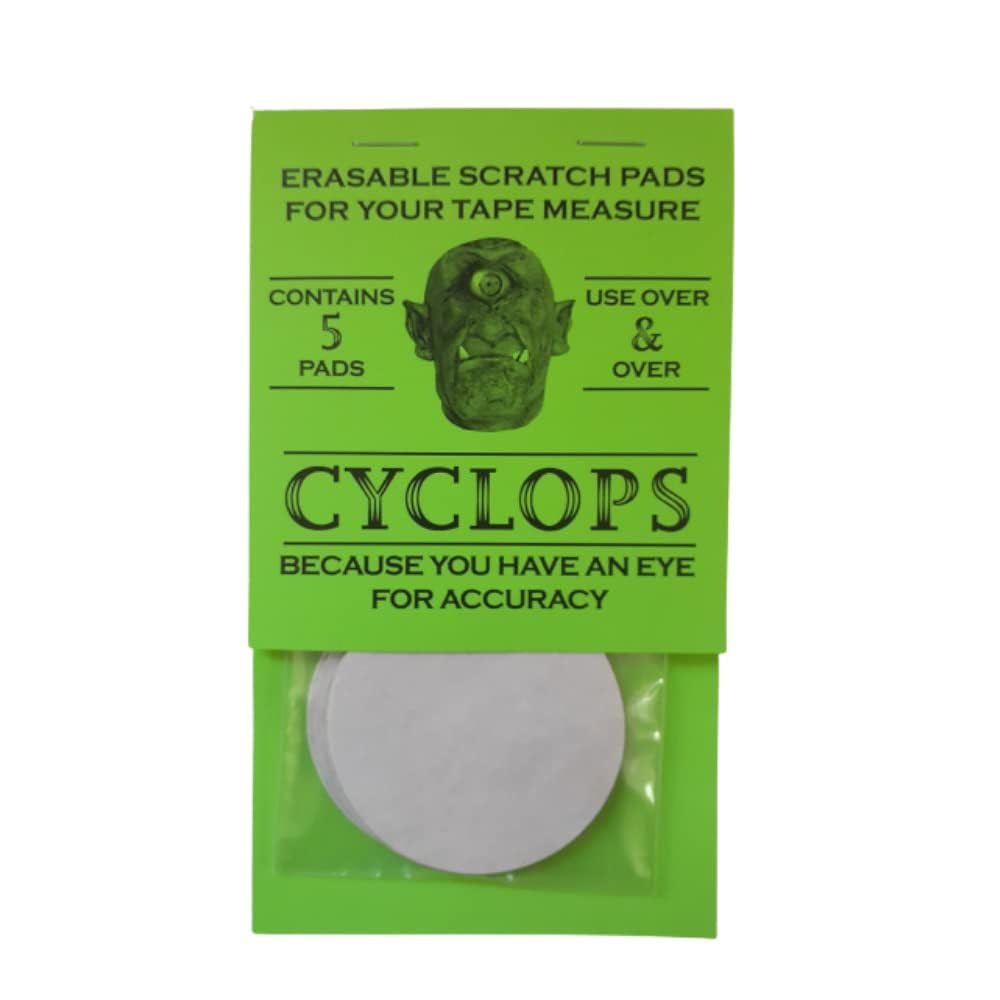 Cyclops Erasable Scratch Pads for Tape Measure, Construction, Woodworking Tool - 5 Pads - Write Measurements & Notes - Great Stocking Stuffer, Gift for Men & Women