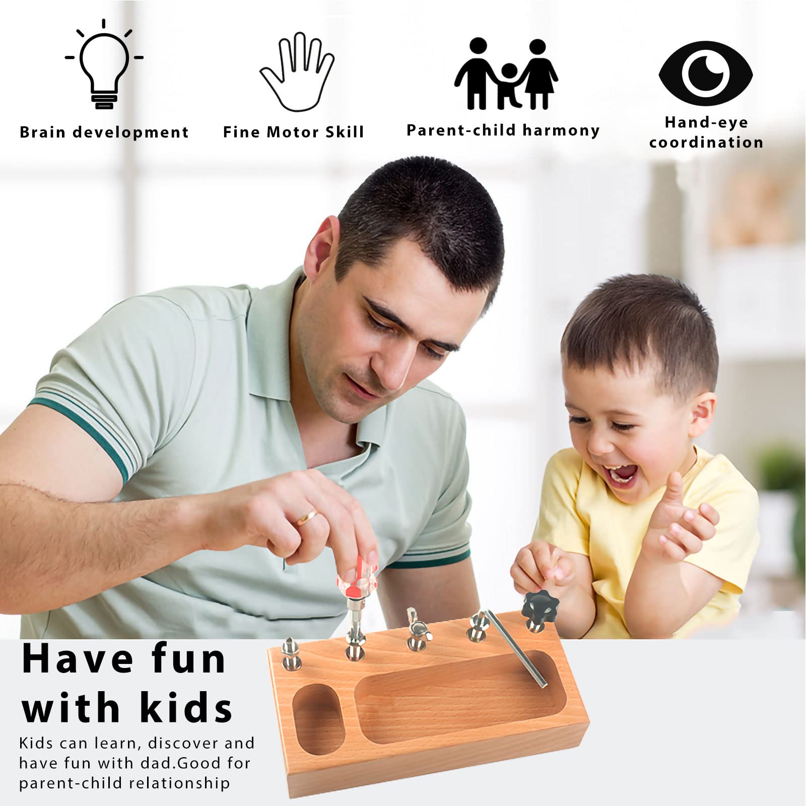 MEROCO Montessori Screw Driver Board for Kids Montessori Materials Basic Skills Educational Learning Toys for 3 4 5 Year Old Kids Toddlers Sensory Montessori Toy Preschool Classroom Fine Motor Skills