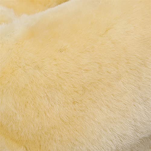 EvaLuLu Genuine Leather Women Handbag FursTote Bag (Light Yellow)