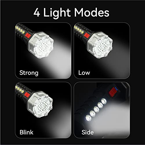 CWXCZY 2000 Lumens Ultra-Bright Floodlight Flashlight, High Lumens Rechargeable Flashlights for Outdoor Searching, Camping, Hiking(Black) (Black)