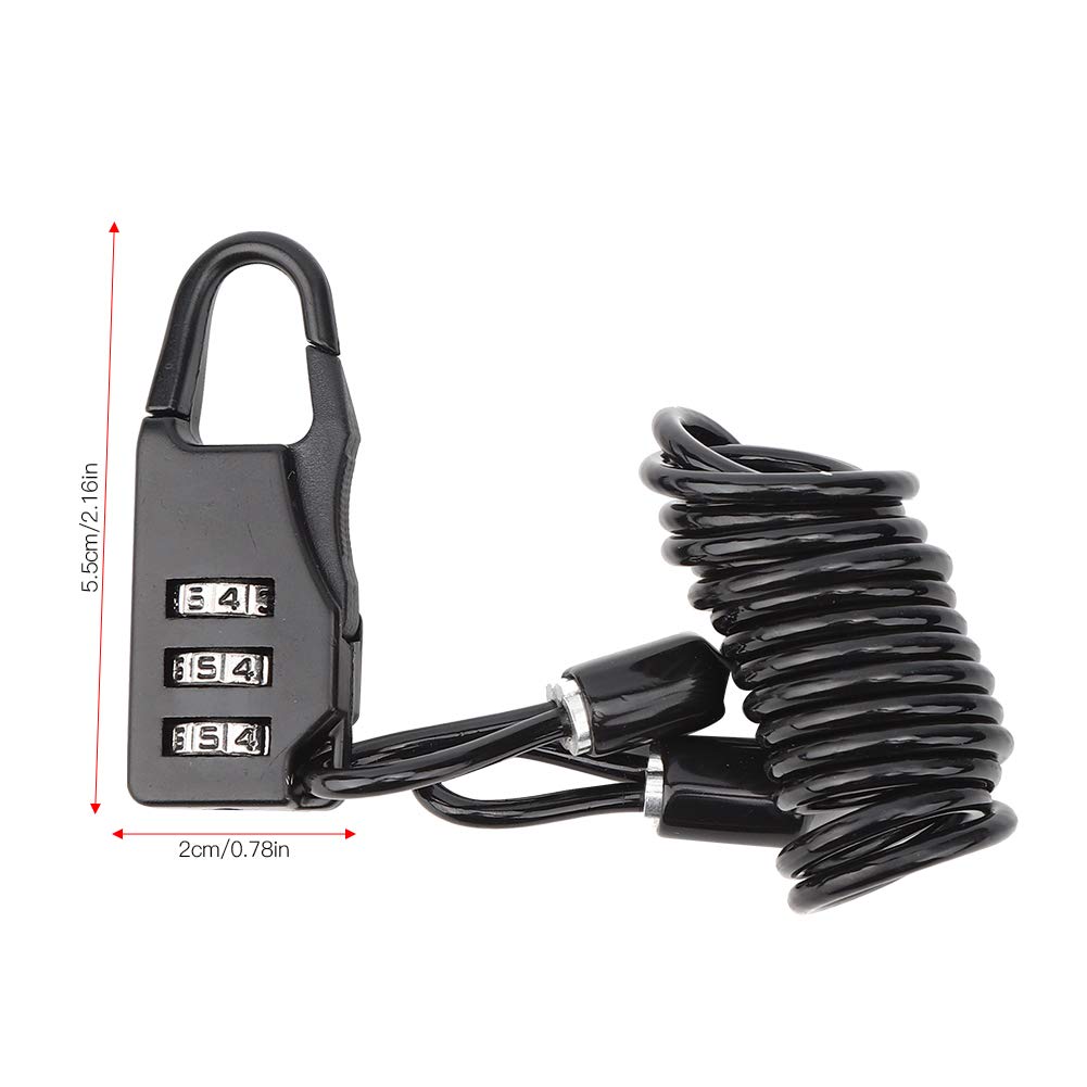 Beaswhca Mountain Bike Helmet Portable Motorcycle Mountain Bike Steel Cable Three Digit Combination Lock Security Anti-Theft