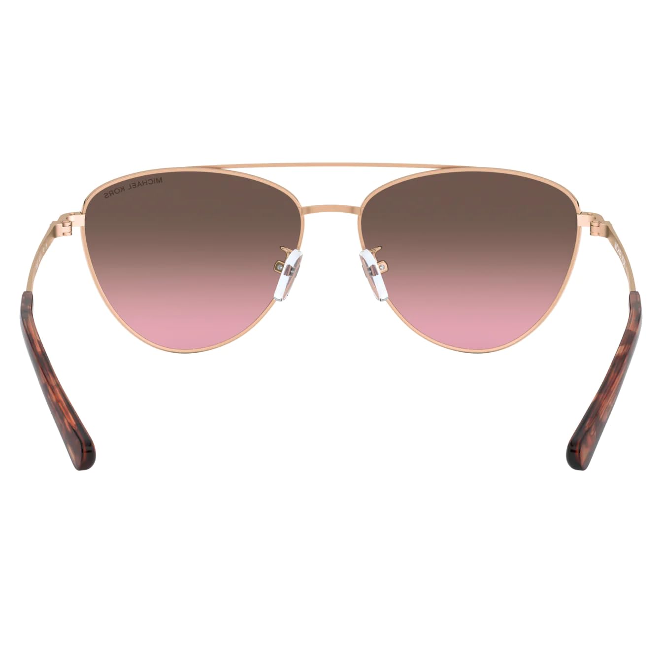 Michael Kors Woman Sunglasses Rose Gold Frame, Magenta Gradient Brown Flash Silver Lenses, 58MM