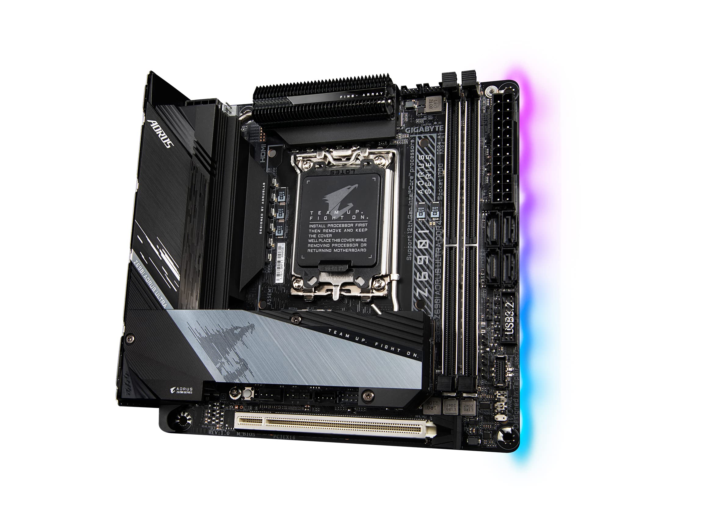 GIGABYTE Z690I AORUS Ultra DDR4 (LGA 1700/ Intel Z690/ Mini-ITX/ DDR4/ Dual M.2/ PCIe 5.0/ USB 3.2 Gen2X2 Type-C/WiFi 6/ Intel 2.5 GbE LAN/Gaming Motherboard)