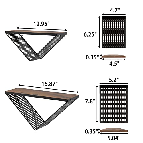 EXYGLO Triangle Floating Wall Mounted Shelves for Plants Storage Bathroom Bedroom Living Room, Set of 2