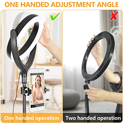 LUXSURE Selfie Ring Light with Phone Tripod Stand,Tripod for iPhone/iPad with Ring Lights,10" LED Touch Control Circle Lighting with Phone Holder for Video Recording/YouTube/Tiktok/Live Stream/Makeup