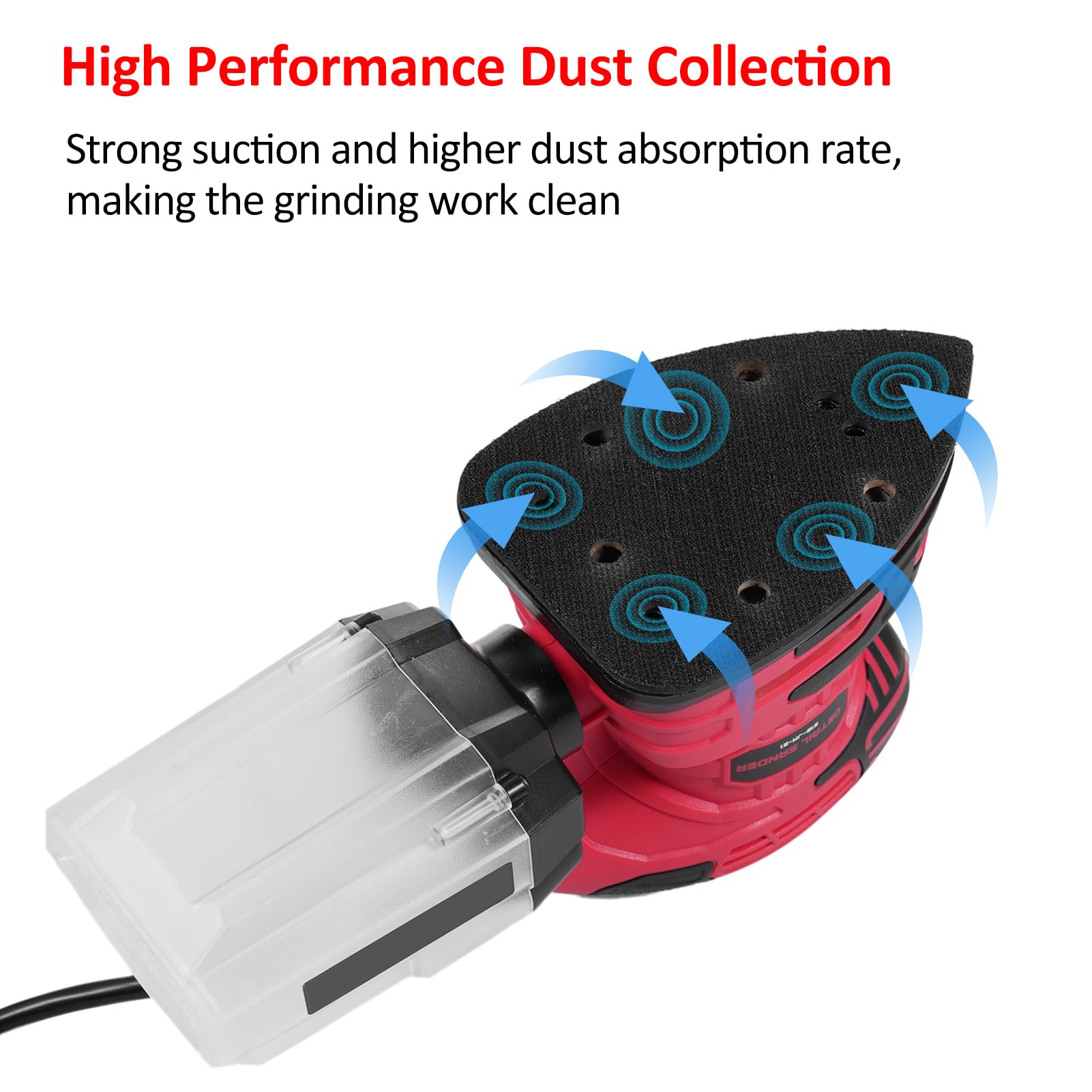 Detail Sander, 13,000 OPM Hand Electric Sander with 20PCS Sanderpapers, 220W Compact Power Sander Includes Dust Collector, for Woodworking Sanding, Polishing