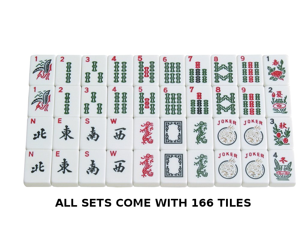 Linda Li New! - American Mahjong Set 166 Premium White Tiles, 4 All-in-One Rack/Pushers, Blue Paisley Soft Bag β Classic Full Size Complete Mahjongg Set