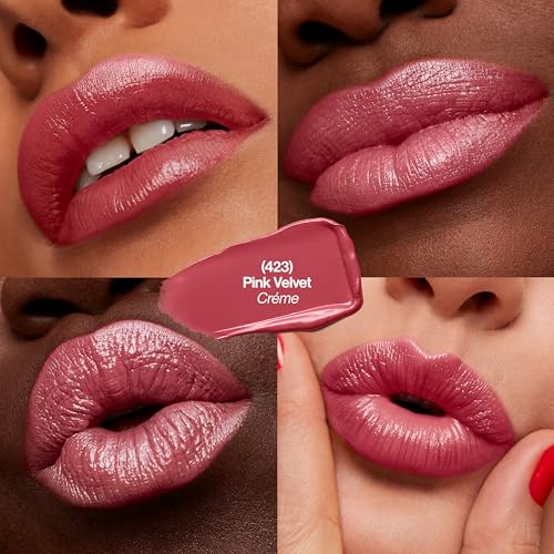 Revlon Super Lustrous Lipstick, Creamy Formula For Soft, Fuller-Looking Lips, Moisturized Feel, 423 Pink Velvet, 0.15 oz