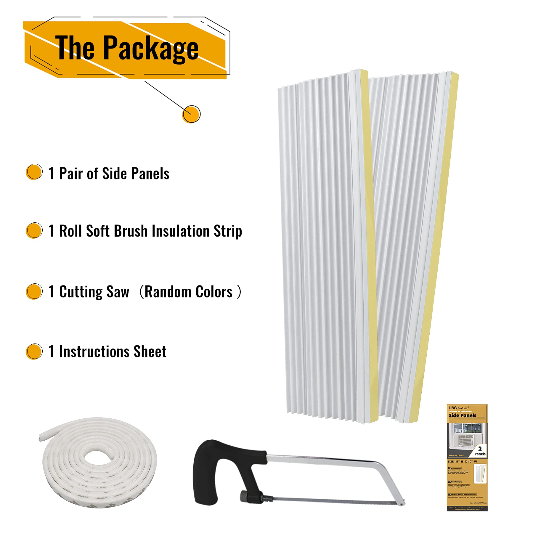 LBG Products Window AC Insulating Side Panel Kit Fits for Window Air Conditioner Units Replacement Screen,17" H x 10" W, 2 Pack,White
