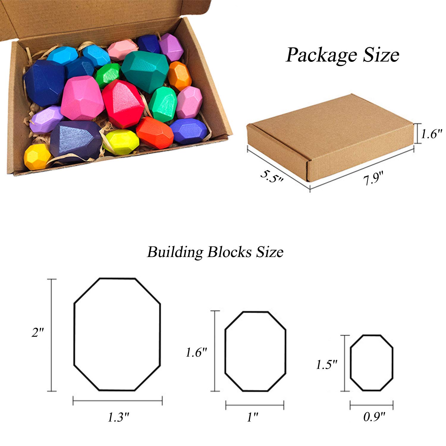 Heamuy Stacking Building Balancing Game Colored Pine Wood Stone Stacking Educational Puzzle Toys for KidsHeamuy Toddlers Preschool Learning Supplies